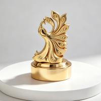 China Luxury Vertical Ribbed Clear Glass Perfume Bottle With Golden Peacock Shape Zamac Cap, Oval Empty Fragrance Spray Bottle, Custom Logo Glass Perfume Container For High‑End Perfume Packaging for sale