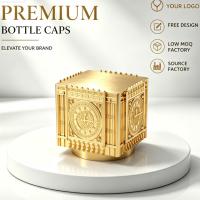 China Luxury Square 3D Embossed Clock Tower Zamac Perfume Cap, Brushed Gold Zinc Alloy Fragrance Bottle Lid, Custom Engraved Logo Architectural Metal Perfume Cover for sale