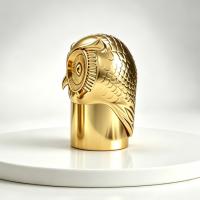China Luxury 3D Owl Head Zamac Perfume Cap – Custom Gold Zinc Alloy Animal Shape Bottle Lid for sale