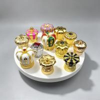 China FEA15 Zinc Alloy Crown Perfume Caps Assorted Styles Embossed Carved Inlaid Rhinestone Enamel Painted Luxury Metal Perfume Bottle Lids Custom Logo OEM ODM Zamac Perfume Caps for sale