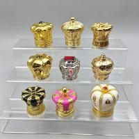 China FEA15 Zinc Alloy Crown Perfume Caps Assorted Styles Embossed Carved Inlaid Rhinestone Enamel Painted Luxury Metal Perfume Bottle Lids Custom Logo OEM ODM Zamac Perfume Caps for sale