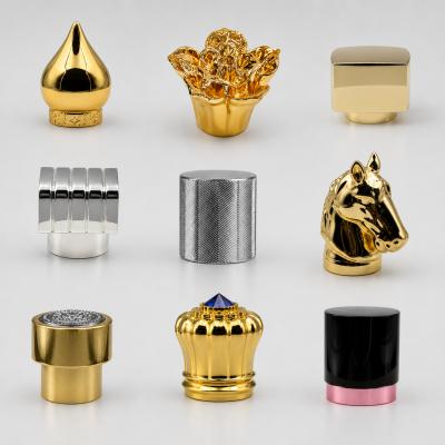 China Existing Mold Wholesale Zinc Alloy Perfumes Lid Custom Logo Luxury Zamac Perfume Bottle Cap Fea15 Perfume Cap With Insert for sale