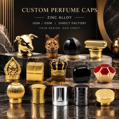 China High-end Zamac Perfume Cap Luxury Zinc Alloy Fragrance Lid Custom Logo Cap with Pump Magnetic Perfume Cap for sale