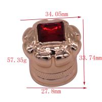 China 28×34mm Custom Zamak Perfume Caps with Red Gemstone Decoration for FEA15 Bottles - 58g Zinc Alloy for sale