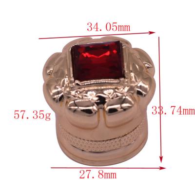 China 28×34mm Custom Zamak Perfume Caps with Red Gemstone Decoration for FEA15 Bottles - 58g Zinc Alloy for sale