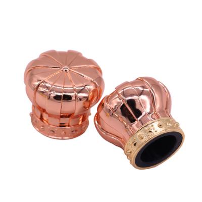 China Zamac Perfume Bottle Caps 28×32mm - Gold Rose Gold Zinc Alloy Crown Caps with Custom Colors for sale