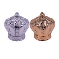China Custom Zamac Perfume Bottle Caps 25mm Zinc Alloy Black Gold Crown Tops for Travel Bottles for sale