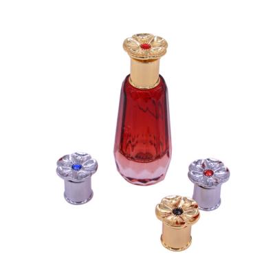 China Zinc Alloy Perfume Bottle Cap 25x34mm Custom Design Diamond Shape Luxury Lid for sale