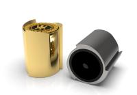 China Custom Zinc Alloy Perfume Bottle Caps 40×30.8mm Gold Color Metallic Thread for FEA 15 Glass Bottles for sale
