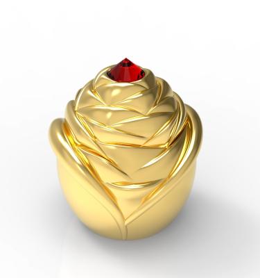 China Custom Floral Zinc Alloy Perfume Bottle Cover 22x36.8x34.6mm for 15ml Glass Bottle for sale