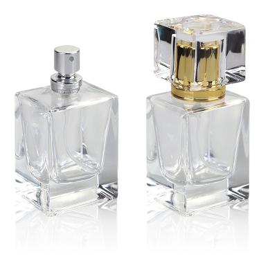 China 30ml 50ml Rectangle Frosted Perfume Glass Bottle with Custom Colors and Multiple Cap Options for sale