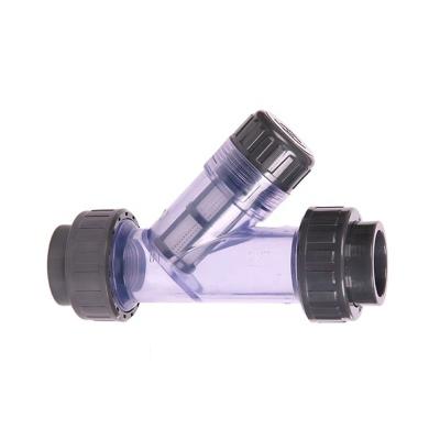China Transparent 1 Inch PVC Y-Strainer Manufactured by According to ASTM/DIN/ASNZ/JIS Standards for sale