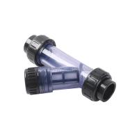 China Industry 1 Inch Transparent PVC Y-Strainer with Socket/Thread Connection and Handle for sale