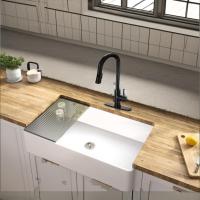 China Matte Black Kitchen Faucet with Pull-Down Sprayer and Contemporary Style Brass Design for sale