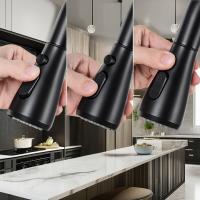 China Matte Black Kitchen Faucet with Pull-Down Sprayer and Contemporary Style Brass Design for sale