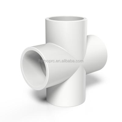 China 1/2 Inch Schedule 40 PVC Fittings Free Samples of White 4-Way Tee for Plumbing Needs for sale