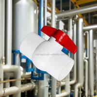 China ASTM DIN Standard White PVC Ball Valve in All Sizes with 1.5 Inch Size and Red Handle for sale