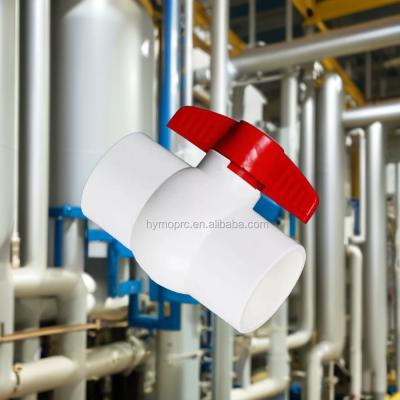 China ASTM DIN Standard White PVC Ball Valve in All Sizes with 1.5 Inch Size and Red Handle for sale