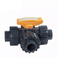 China 1 Inch White Grey PVC Plastic 3 Way Ball Valve for Your Industrial Needs for sale