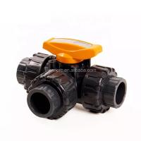China 1 Inch White Grey PVC Plastic 3 Way Ball Valve for Your Industrial Needs for sale