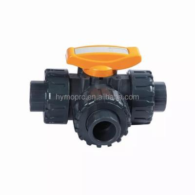China Plumbing Manufacture Plastic 2 Inch 3 Way PVC Ball Valve with Socket End Pressure 1.0MPA for sale