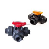 China 1 Inch White Grey PVC Plastic 3 Way Ball Valve for Your Industrial Needs for sale