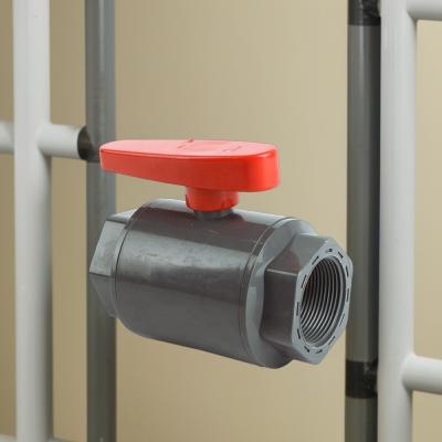 China OEM Manufactured PVC Two-Piece Ball Valve STANDARD Thickness Round Handle Free Samples for sale