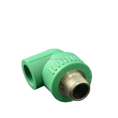 China Brass Insert Plastic Plumbing PPR Pipe Fittings Elbow for 20mm-400mm Water Distribution for sale