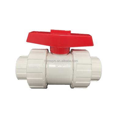 China Socket/Thread Connection PVC High Pressure Ball Valve with Blue Handle in White Grey for sale