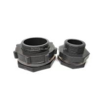 China 25mm Bulkhead Union Forged Plastic Water Tank Connector with Flange OEM Supported for sale