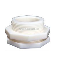 China 25mm Bulkhead Union Forged Plastic Water Tank Connector with Flange OEM Supported for sale