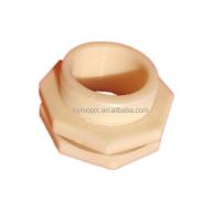 China 25mm Bulkhead Union Forged Plastic Water Tank Connector with Flange OEM Supported for sale