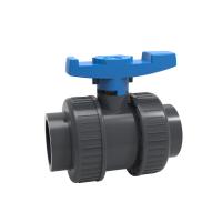 China PP Ball PVC Double Union Ball Valve for 1 Inch Pipe 1.0MPA Pressure and EPDM O-ring for sale