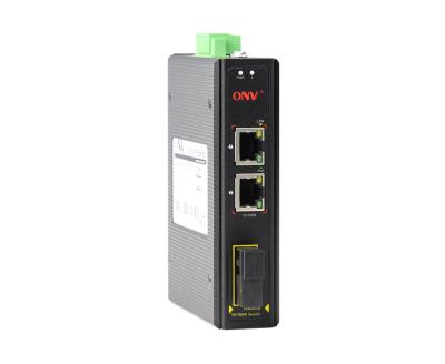 China Unmanaged 3 Port Gigabit Industrial PoE Fiber Switch DIN Rail Mountable Plug and Play for sale