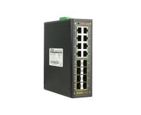 China 16 Port Gigabit Industrial PoE Switch Vibration Resistant for Long Distance Networks for sale