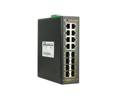 China 16 Port Gigabit Industrial PoE Switch Vibration Resistant for Long Distance Networks for sale
