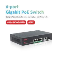 China Plug And Play 6 Port PoE Switch With 30W PoE+ Power And Gigabit Uplink for sale