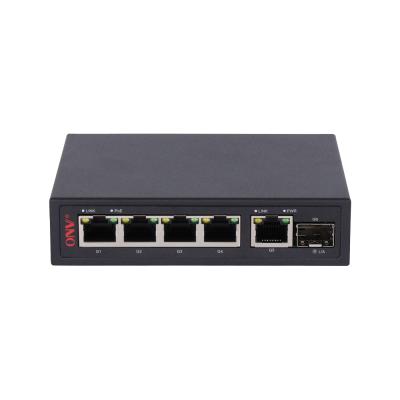 China Unmanaged 6 Port Gigabit PoE Switch With SFP Fiber Port For High Power Networking for sale