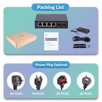China 6 Port Gigabit PoE Switch With SFP Fiber Ports For High Power Network Devices for sale
