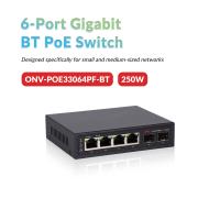 China 6 Port Gigabit PoE Switch With SFP Fiber Ports For High Power Network Devices for sale