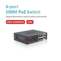 China 6 Port 10/100M PoE Network Switch 65W Total Power For CCTV Surveillance for sale
