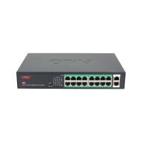 China Desktop Fanless 18 Port Gigabit Uplink PoE Switch With 16x10/100M RJ45 Ports for sale