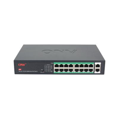 China Desktop Fanless 18 Port Gigabit Uplink PoE Switch With 16x10/100M RJ45 Ports for sale