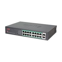 China Desktop Fanless 18 Port Gigabit Uplink PoE Switch With 16x10/100M RJ45 Ports for sale