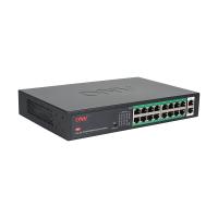 China Desktop Fanless 18 Port Gigabit Uplink PoE Switch With 16x10/100M RJ45 Ports for sale