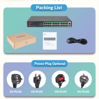 China Unmanaged mode 24-port PoE switch plug-and-play design for Gigabit uplink networking for sale