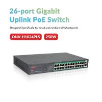 China Unmanaged mode 24-port PoE switch plug-and-play design for Gigabit uplink networking for sale