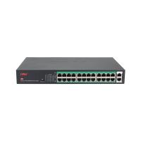 China Unmanaged mode 24-port PoE switch plug-and-play design for Gigabit uplink networking for sale