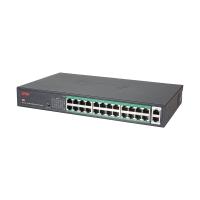 China Unmanaged mode 24-port PoE switch plug-and-play design for Gigabit uplink networking for sale