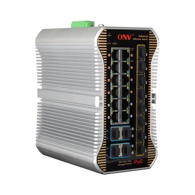 China 24-Port Gigabit Industrial PoE Switch L2+ Network Management Fanless Cooling for sale